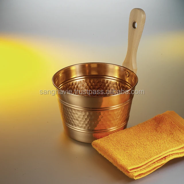 Solid Copper Sauna Bucket With Ladle - Buy Solid Copper Sauna Bucket ...