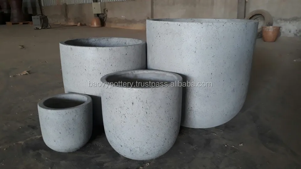 [ecova-pots] Modern Natural Concrete Pots For Table Use With Texture ...