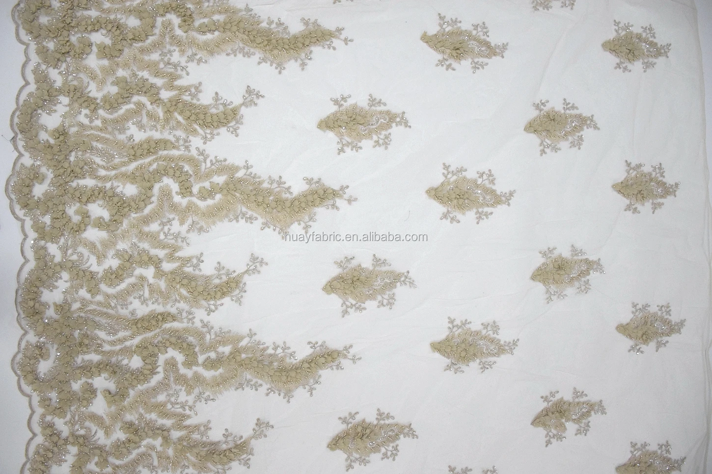 2018 New Design 3d Flower Beaded Lace Fabric With Pearls And Sequins ...