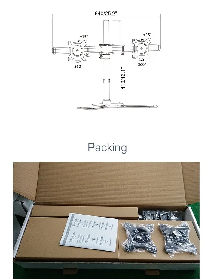 Desktop 13"-27" Swivel Computer Monitor Arm Stand 360 Degree Rotation ...