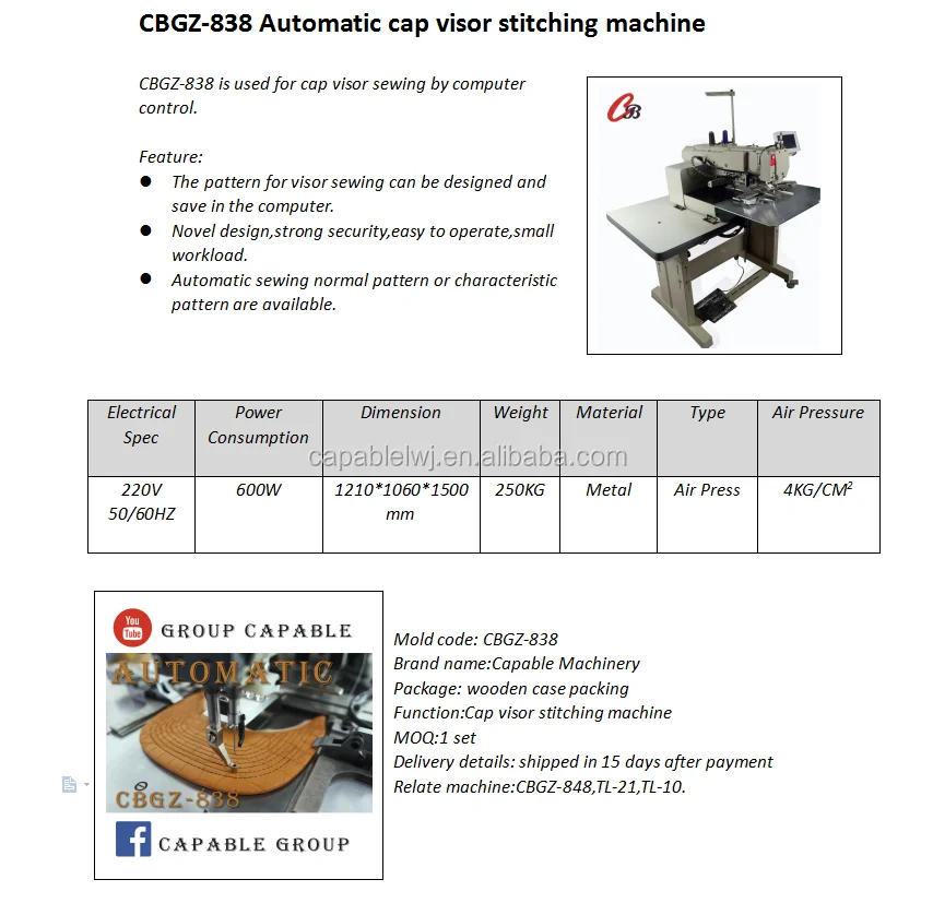 Automatic Visor Sewing Machine for Cap Making Efficient Cap Making ...