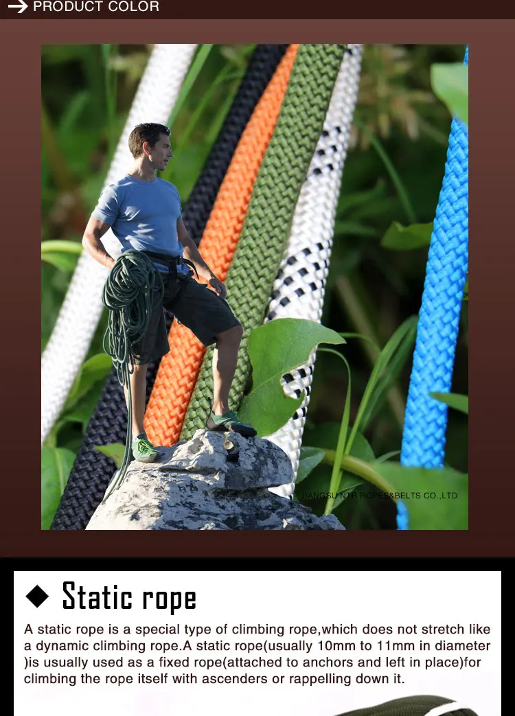 NTR New Style Static Rope Nylon66 for Rock Climbing