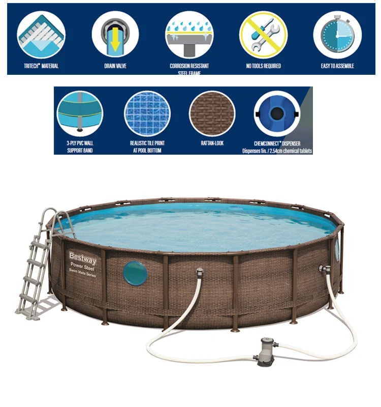 Bestway 56725 Round Frame Pool - Perfect for Outdoor Parties