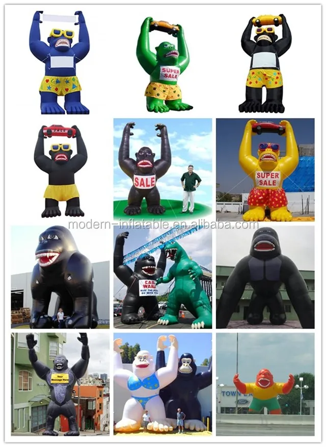 Customizable Color Giant Rooftop Inflatable Gorilla Rental For ...