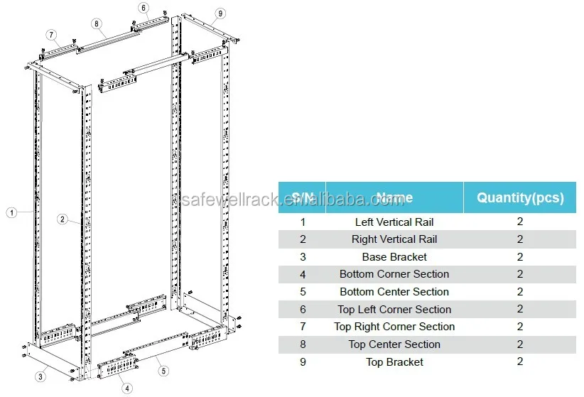42U Open Frame Server Rack - Depth Adjustable & Spcc Material