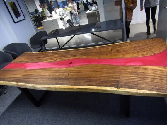Office Furniture Wooden Red Epoxy River Office Desk Made to Order Red ...