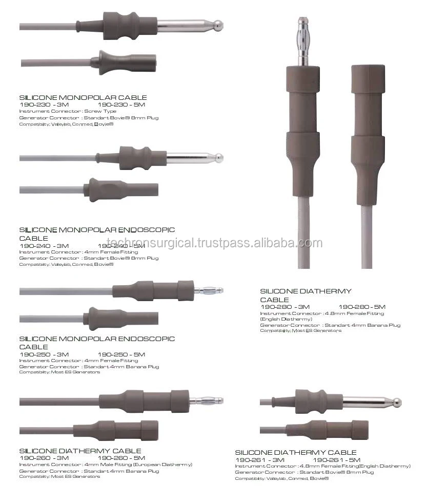 European Erbe Flat Connector Electrocautery Accessories Silicon Bipolar ...