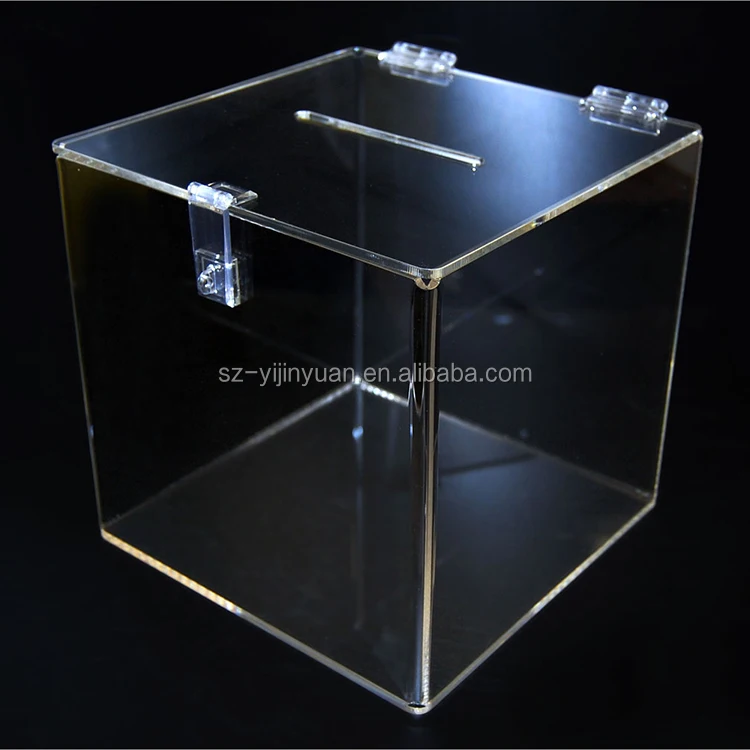 Clear Rectangular Plexiglass Donation Box With Lock - Buy Plexiglass ...