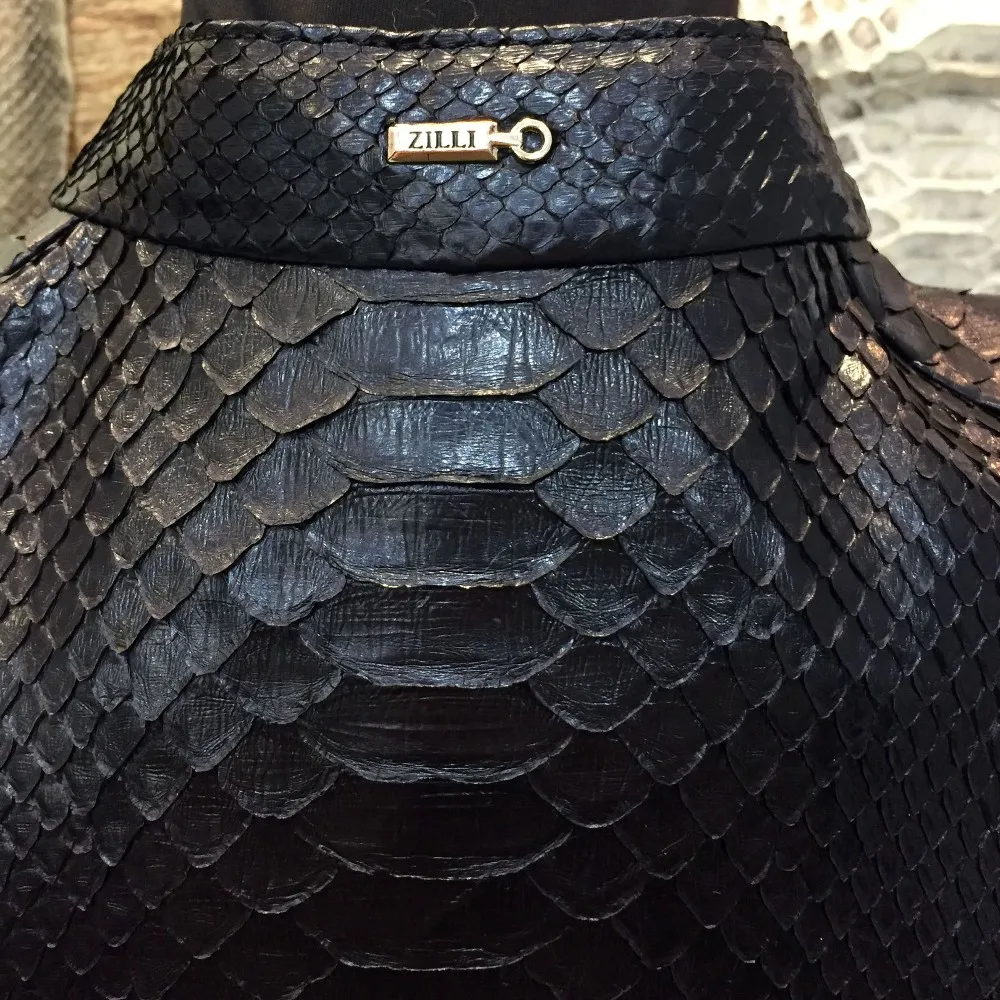 Genuine Python Leather Real Exotic Snake Skin Men's Black Slim Fit ...