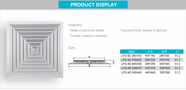 China Customized Aluminum Ceiling Diffuser Return Square Air Vents ...