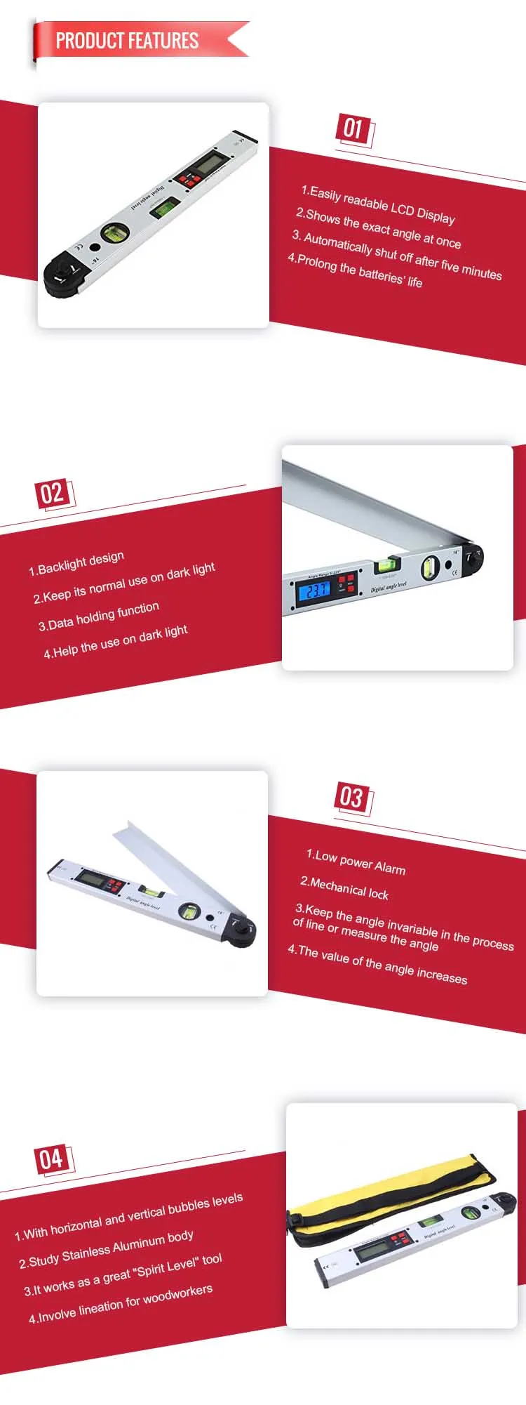 400mm Digital Angle Finder With Lcd Screen,Multi-purpose Protractor ...