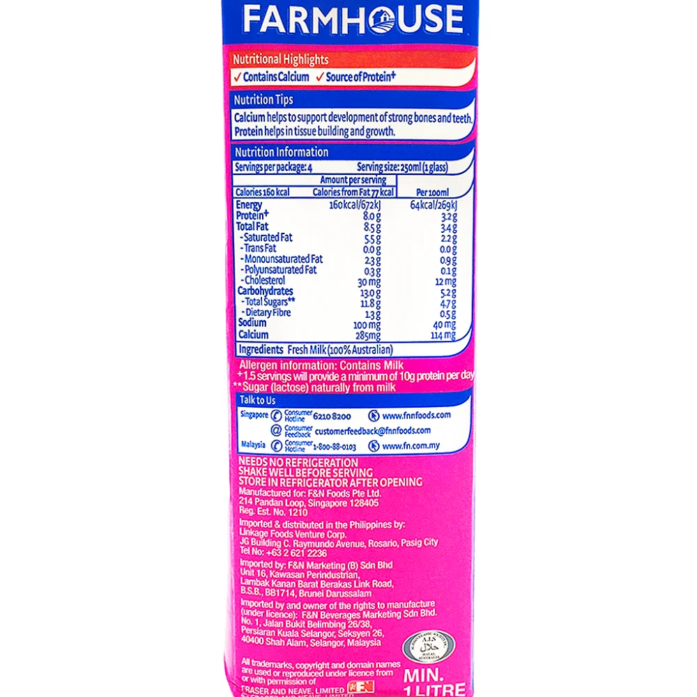 F&N Malaysia Farmhouse UHT Milk - Fresh & Low Fat