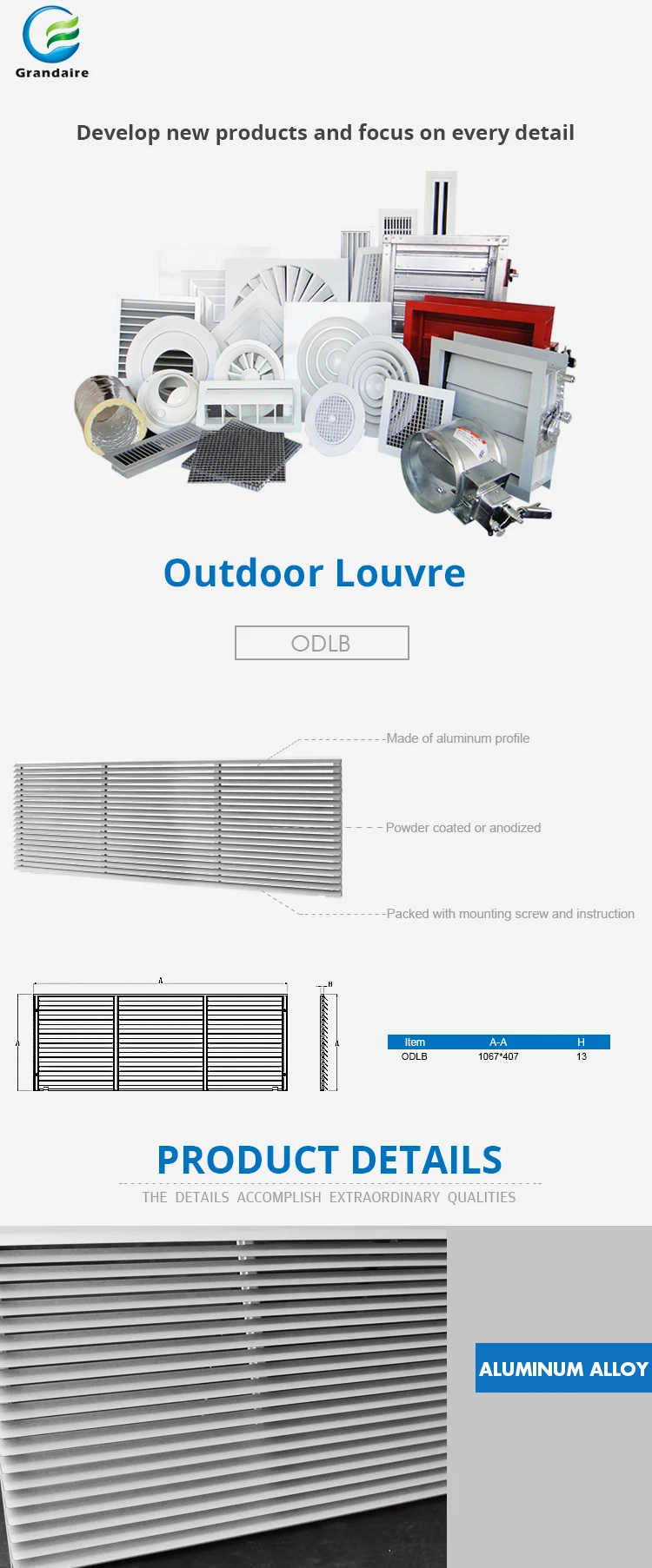 HVAC Aluminum Metal Outside Air Louver - Modern & Durable