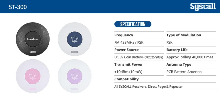 (sb-700) Syscall Restaurant Solution_wireless Calling System_watch ...