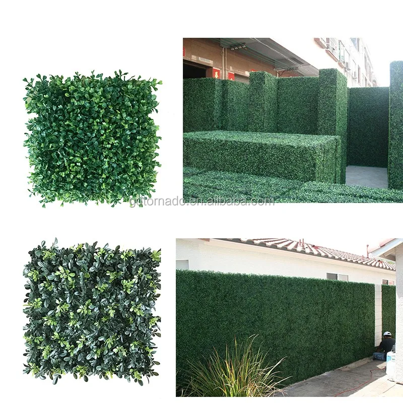 Plastic Artificial Boxwood Hedgen Fence Green Grass Planter For Garden ...