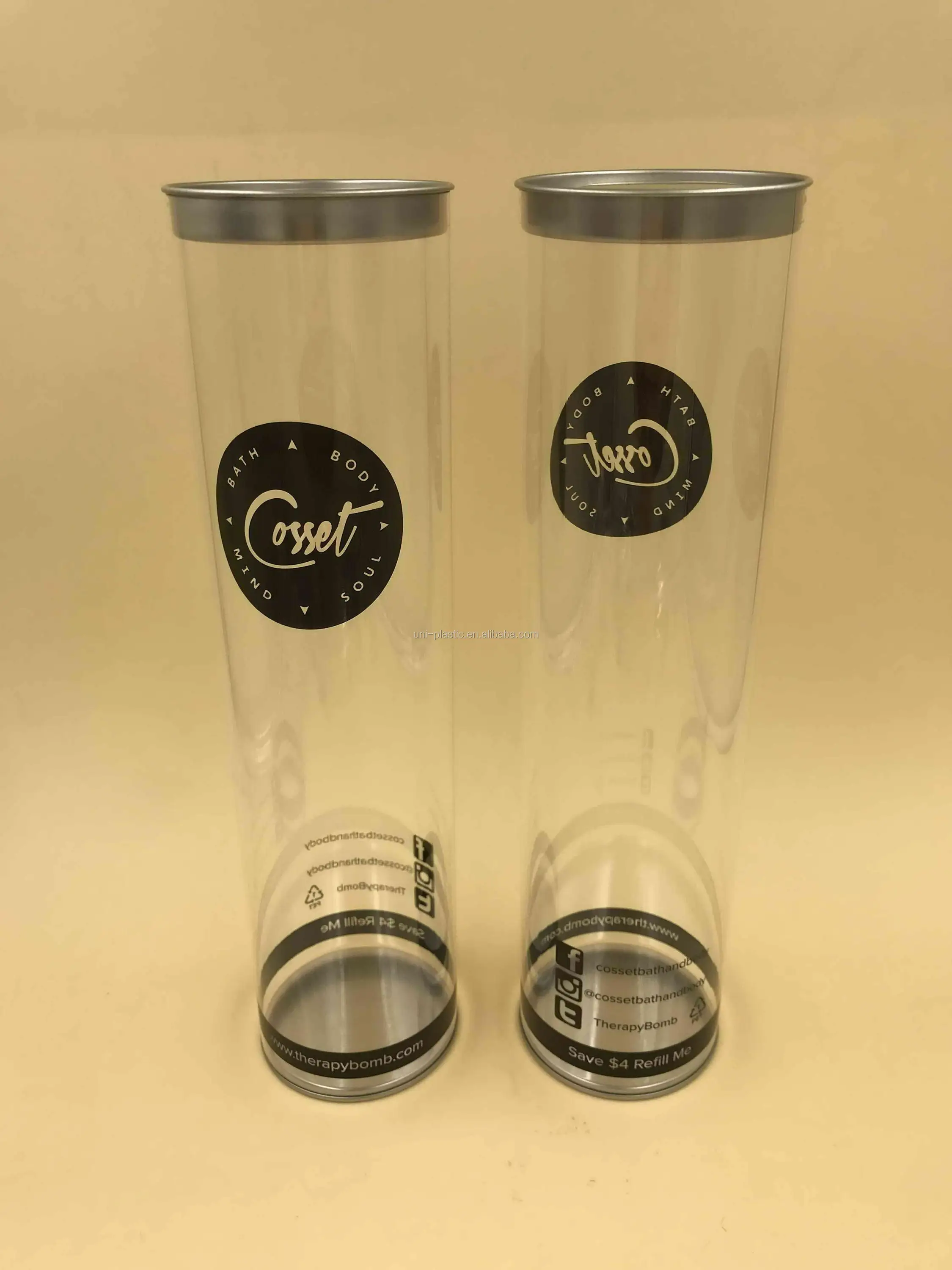 Clear Plastic Cylinder Tube Tinplate Lid And Bottom Clear Tube ...