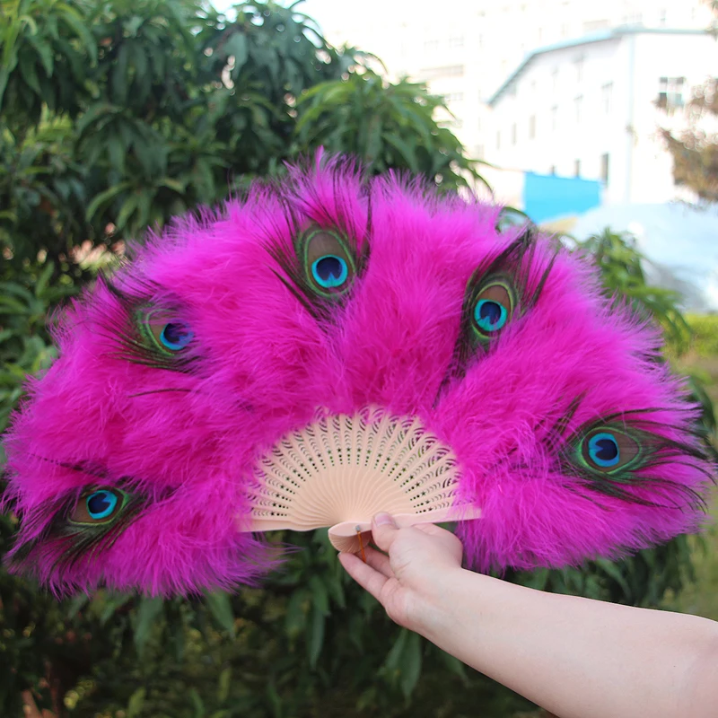 Wholesale Peacock Feather Hand Fans Turkey Marabou Feather Fan Feather ...