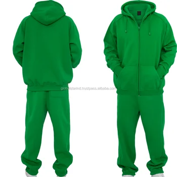 Men's Casual Green Tracksuit Long Sleeve Running Jogging Athletic ...