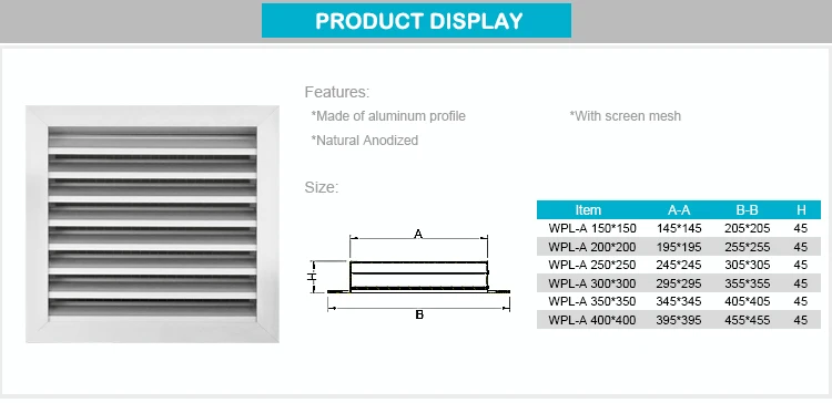 Air Fresh Ventilation System - Durable Anodized Hvac Aluminum Louvers