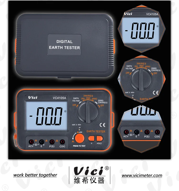 Vc4105a Digital Earth Tester Meter With 32mm High Figure - Buy Earth ...