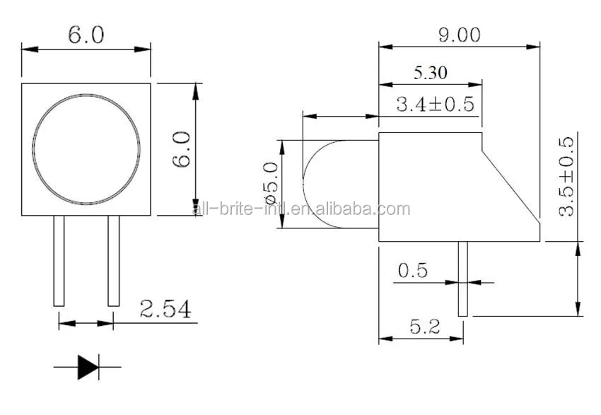 5mm Right Angle Holder Pcb Mount Through Hole Led Yellow Green Lamp ...