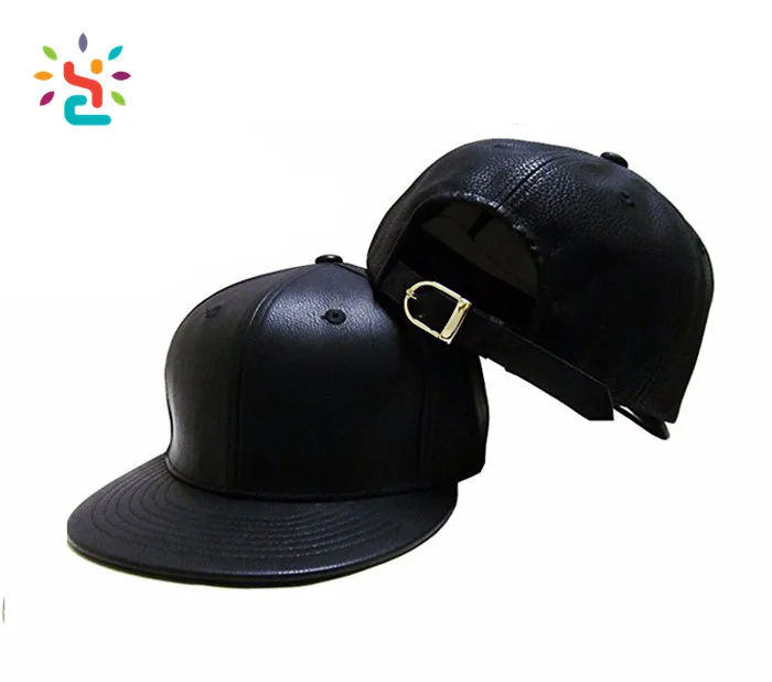 Snapback Leather Strap Buckle Hats Design Your Own Black Leather ...
