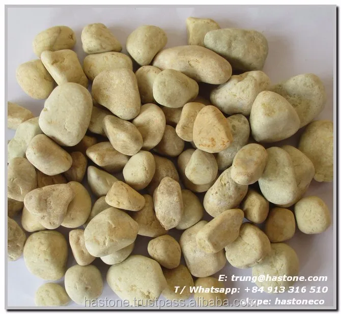 LEMON YELLOW NATURAL STONE COBBLE PEBBLE for Outdoor Decor