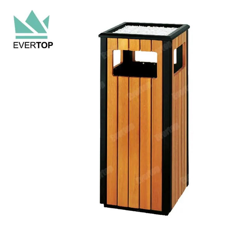 Da-78n Square Wood Outdoor Dustbin 4 Side Outdoor Wood Dustbin ...