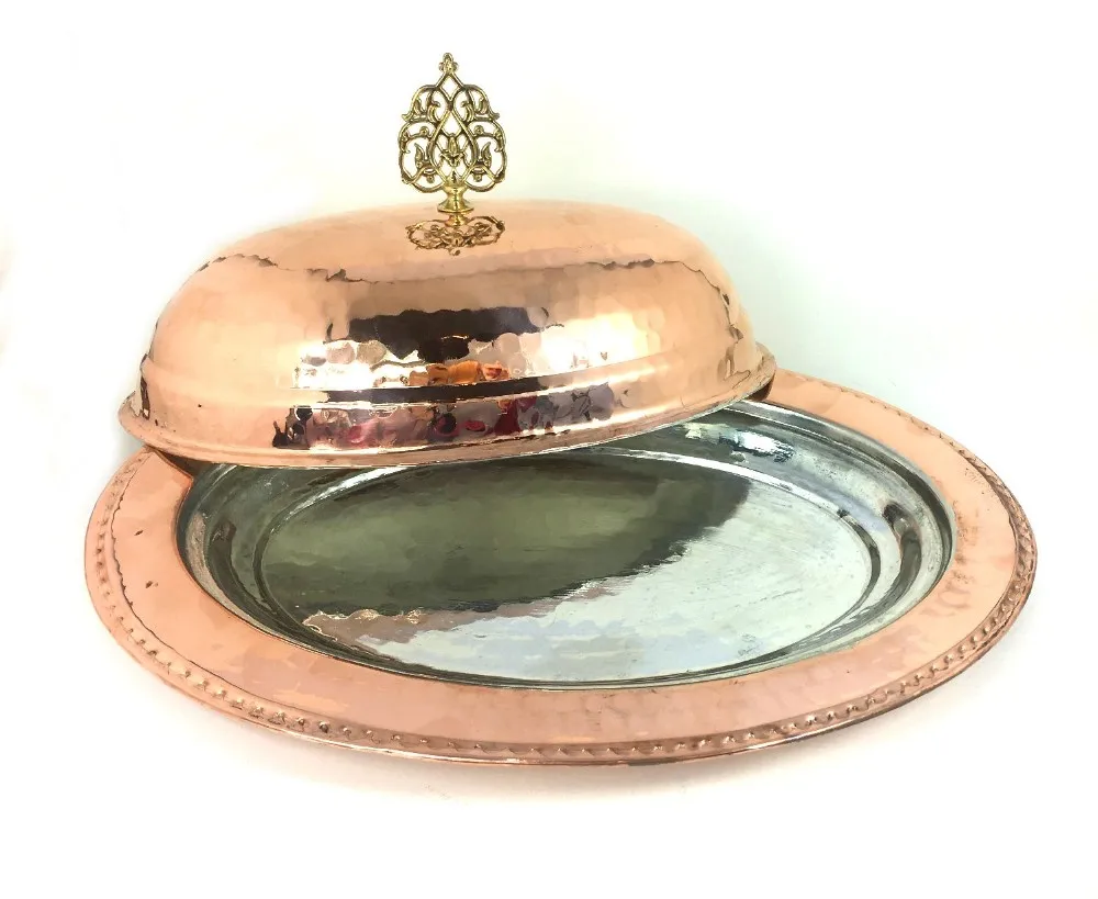 Anatolian Hand Hammered Oval Copper Serving Plate With Lid,Sahan ...