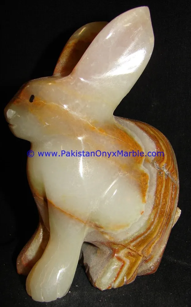 Beautiful Small Rabbit Animal Statue in Natural Onyx Marble