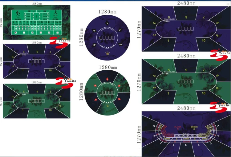180x90 Cm Blue Oval Texas Hold'em Layout Rubber Poker Table Mat - Buy ...