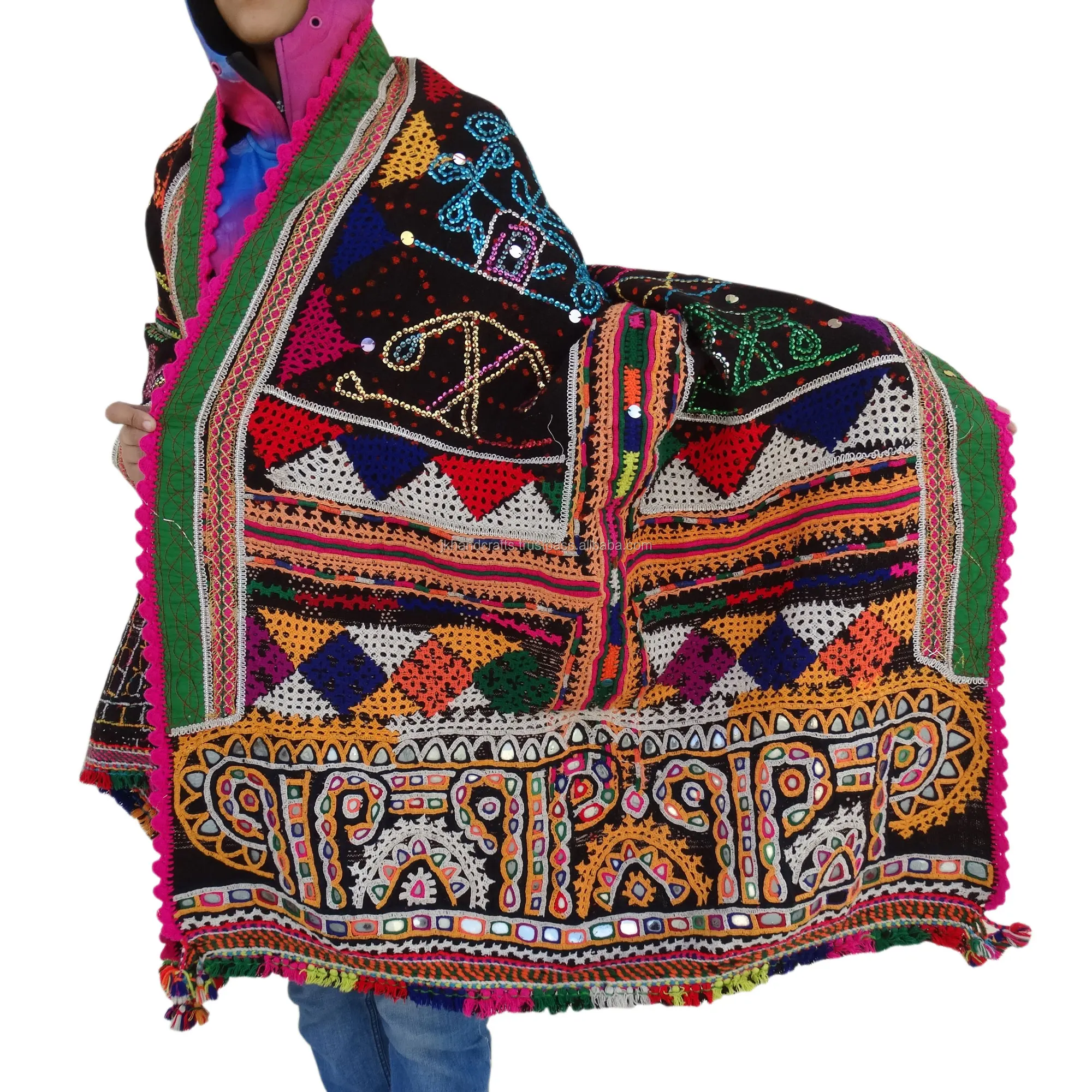 Wholesale Vintage Embroidered Woolen Rabari Shawl Handmade Banjara ...