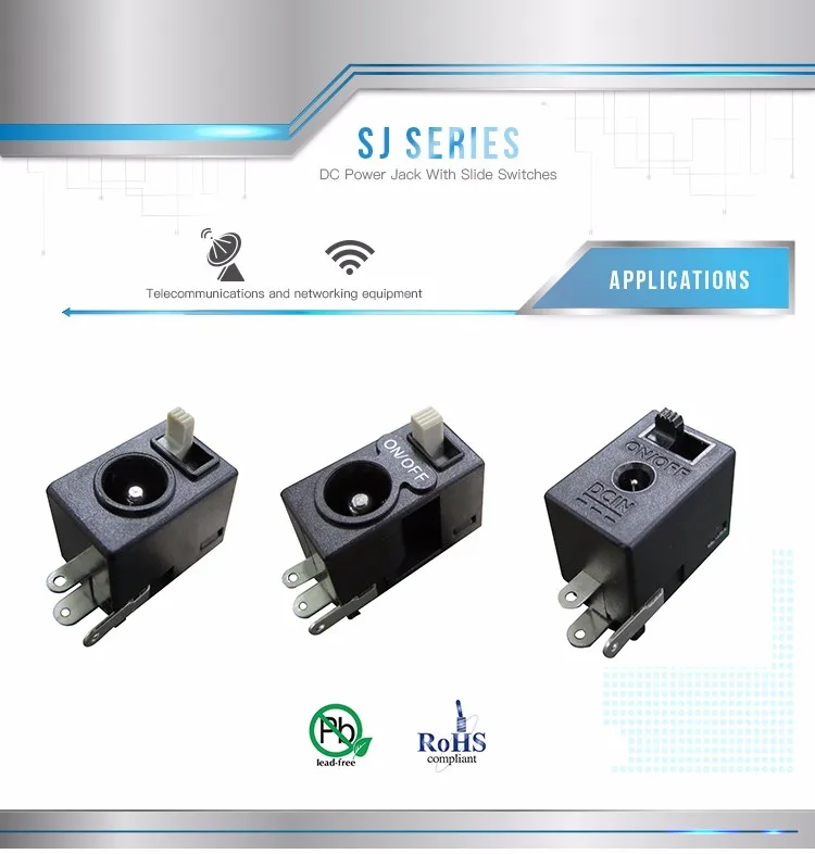 Brand New Connector Sj Series Cable Spst Slide Dc Power Jack Switch ...