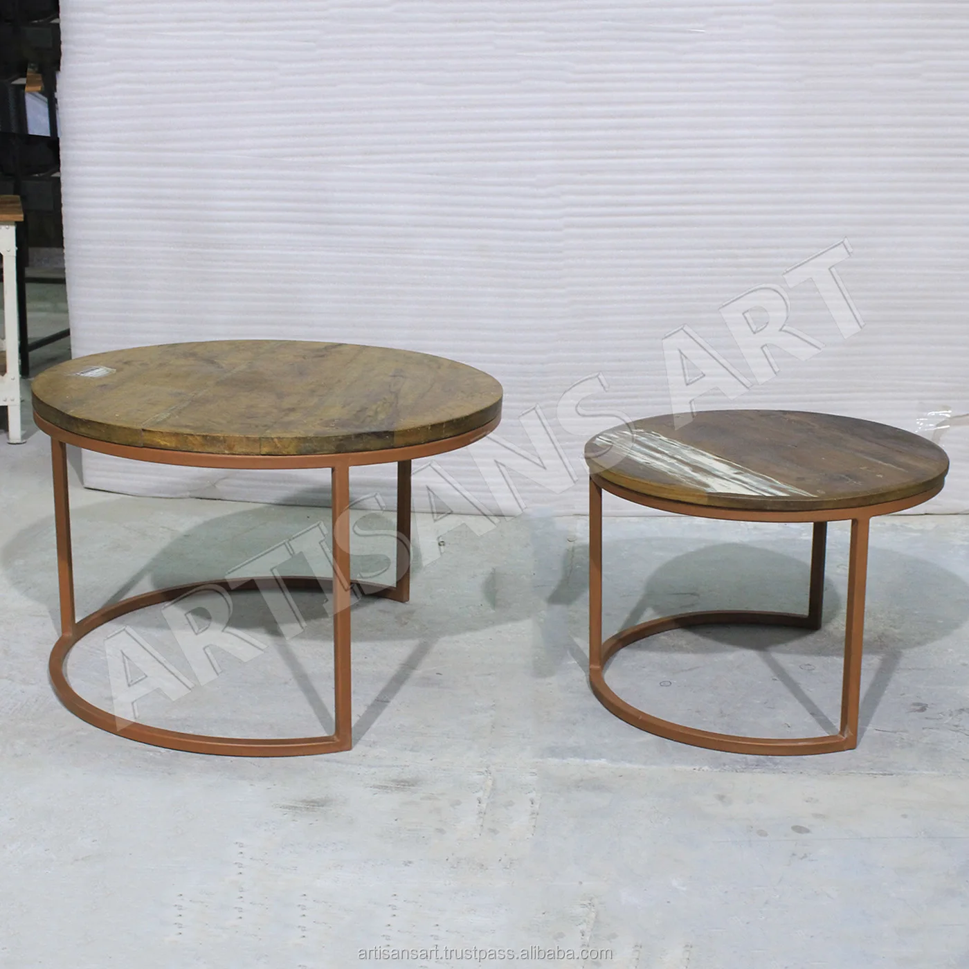 Rustic Industrial Metal Wood Nesting Table Set Vintage Reclaimed Wood ...