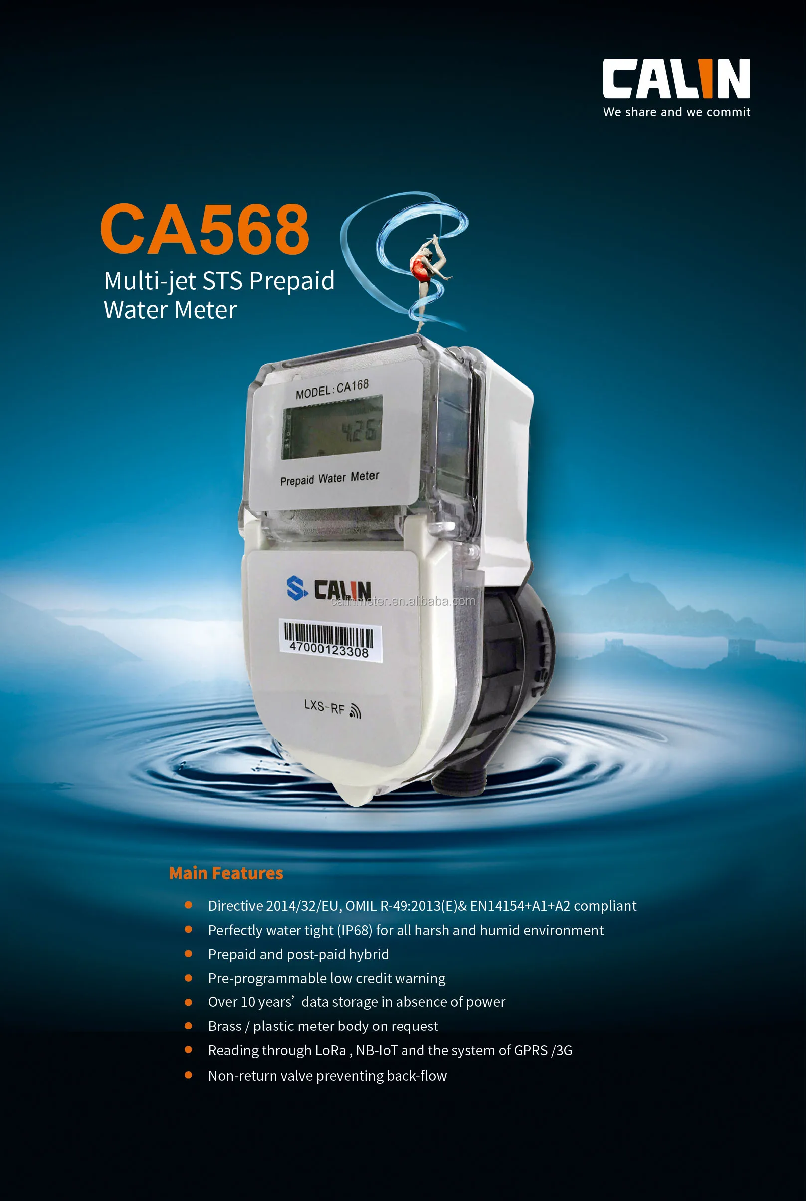 Lcd Display Sts Prepaid Lorawan Water Meter With Mobile Payment - Buy ...