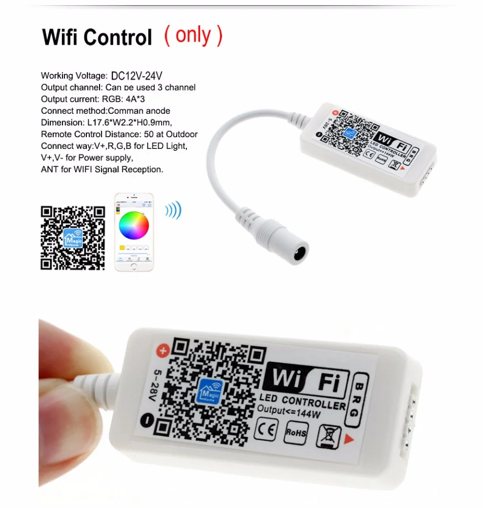 Dc5-24v Wifi Led Rgb Wireless Controller Rgbw Controller Ir / Rf Remote ...