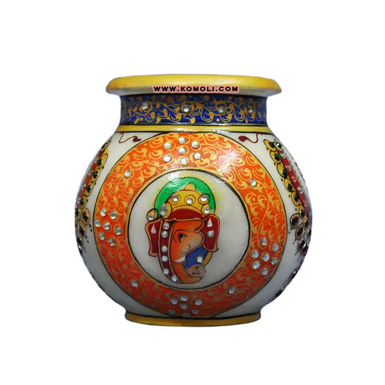 Marble Decorated Kalash - Perfect Indian Wedding Gift