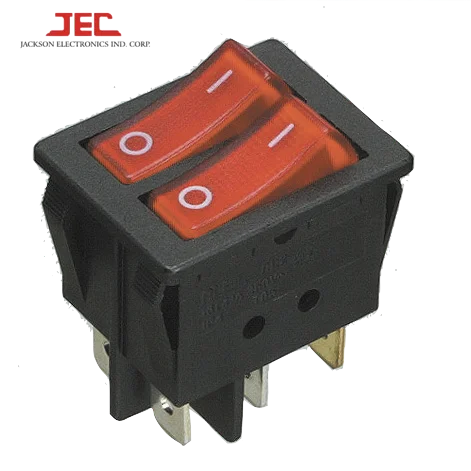 Jec Rleil Twin Rocker Swith Double Pole Dpst T125 T55 On-off Red Light ...