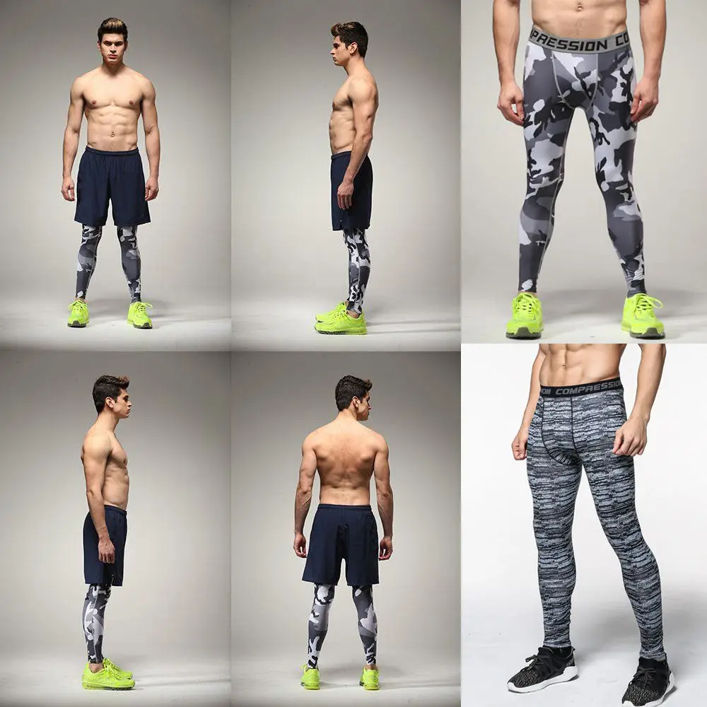 Men's Gym Sports Base Layer Compression Fitness Running Long Pants ...