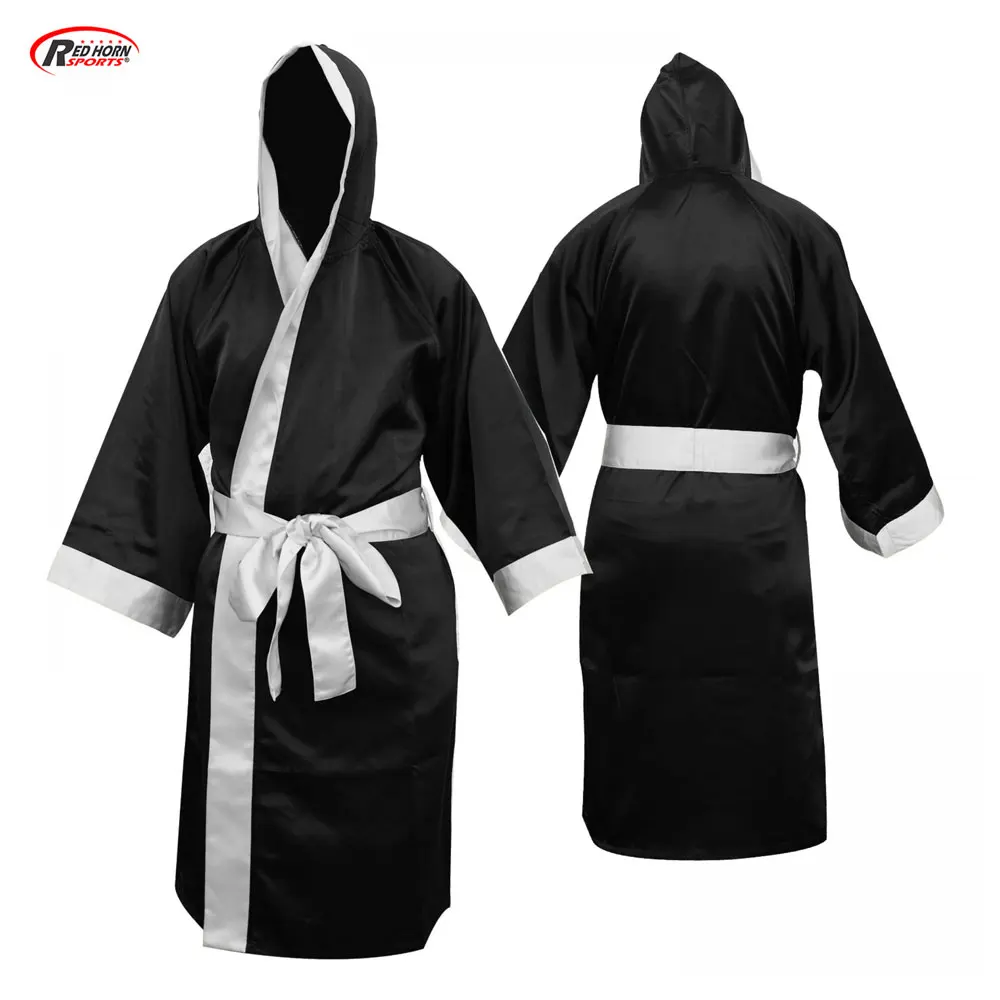 Satin Sports Boxing Robe with Hood, Custom Logo Robes by Red Horn ...