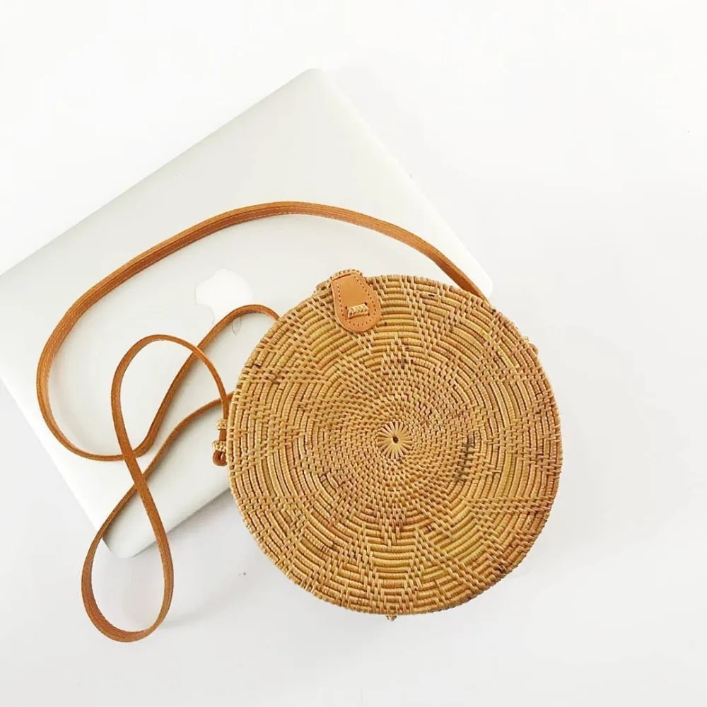 New Products Rattan Bag Indonesia Rattan Bag Round Tote Shopping ...