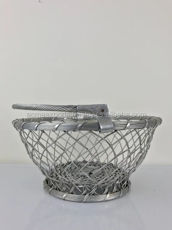 Handmade Wire Silver Colour Aluminium Metal Storage Basket