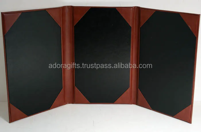 Durable A4 Transparent Leather Menu Covers - 3-Page Folders