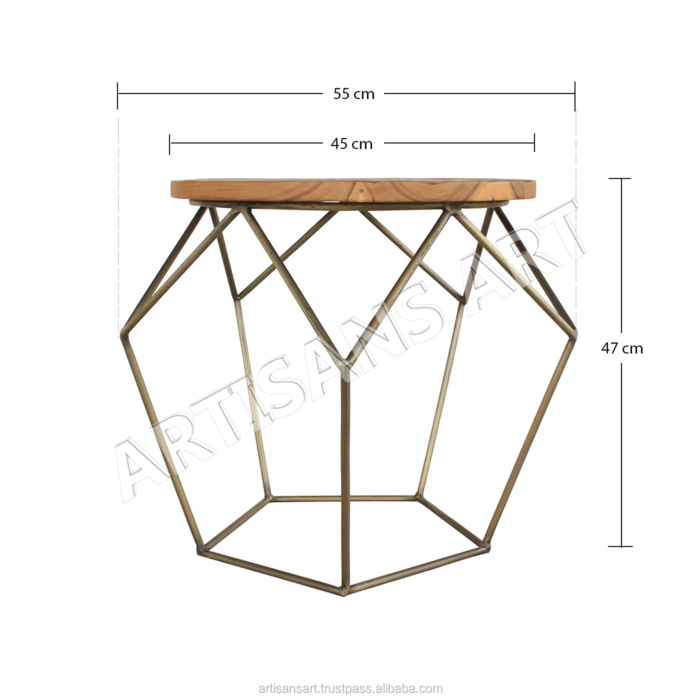 Antique Brass Finished Side Table,Rustic Accent Table With Wonderful ...