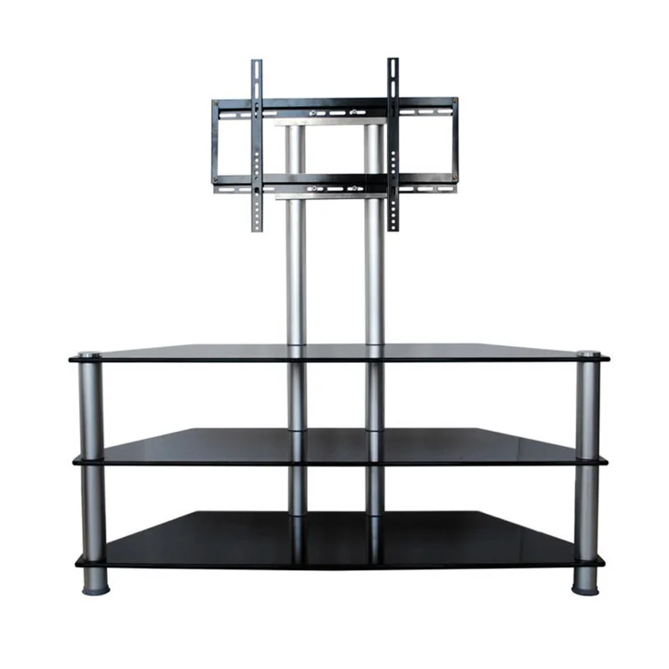 Universal LCD TV Stand Entertainment Center RA011 - Modern Black Glass ...