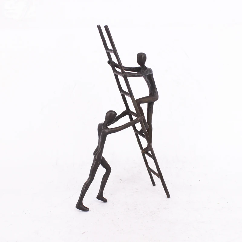 Antique Abstract Bronze Climbing Ladder Sculpture