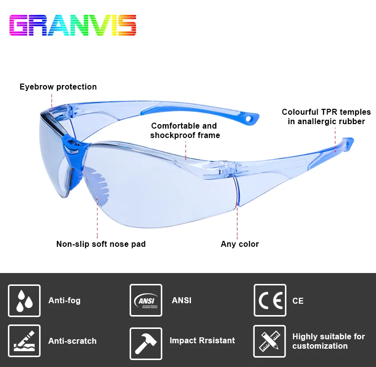 Industrial Ce En166 Ansi Z87.1 Uv Protection Safety Glasses For ...