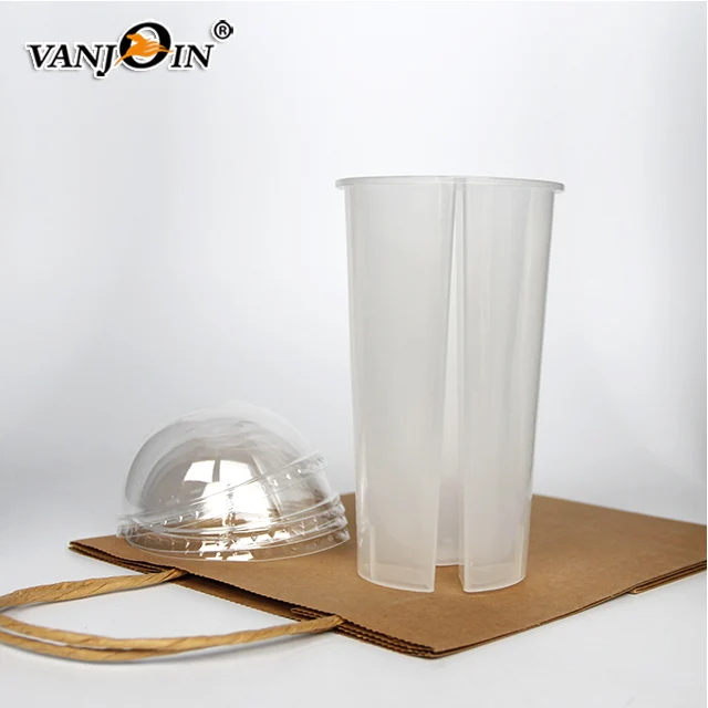 700ml Pp Plastic Split Boba Tea Cups 3 Compartments Bubble Tea Cups ...