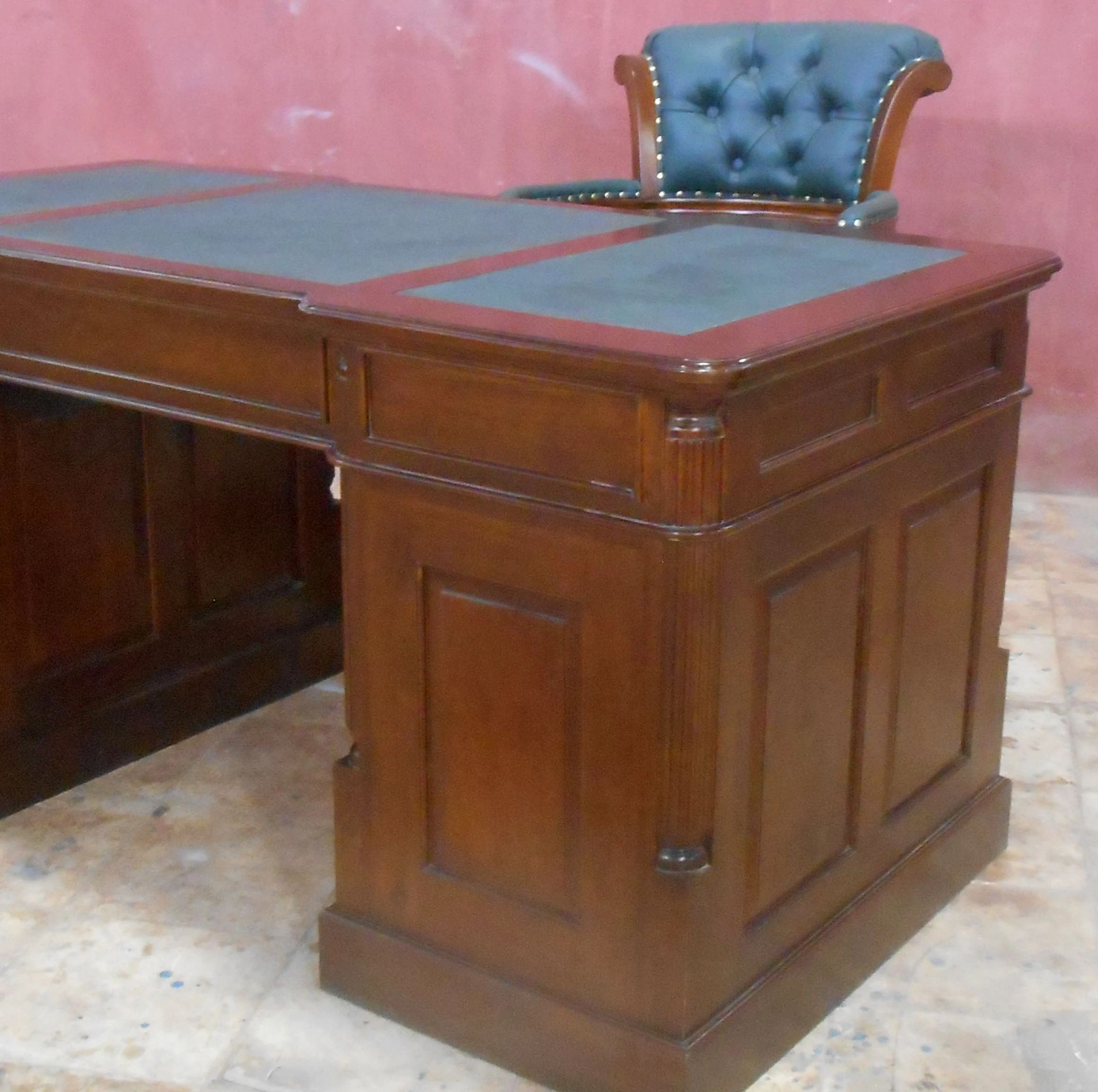Classic Mahogany Partner Desk - Solid Wood Office Furniture