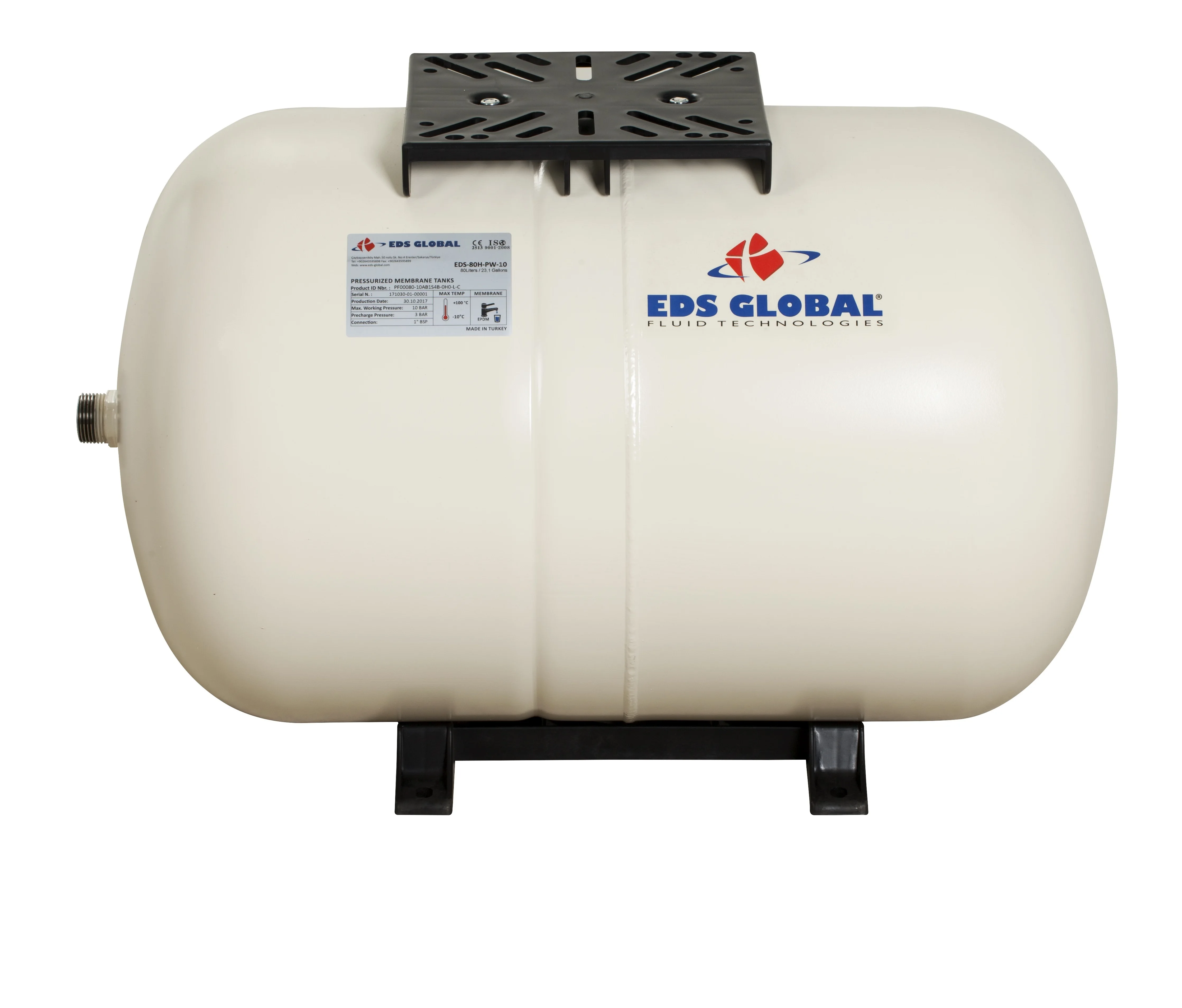 80 Lt Eds Global Horizontal Diaphragm Pressure Tank Expansion Vessel ...